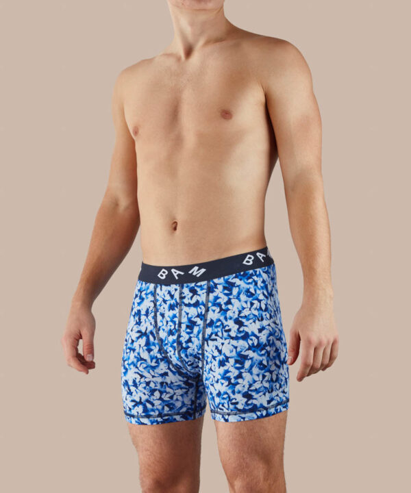 Regular Fitted Air Bamboo Boxers | BAM Clothing (Blue Leaf Print)