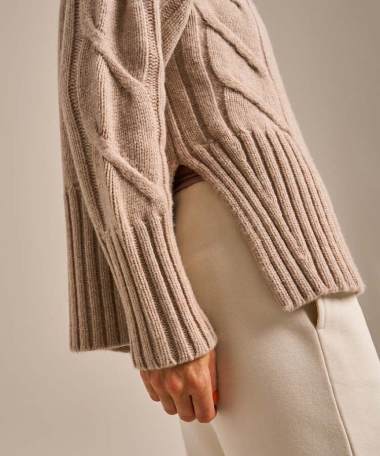 The Venture Premium Cable Knit (Mushroom Marl) | BAM Clothing