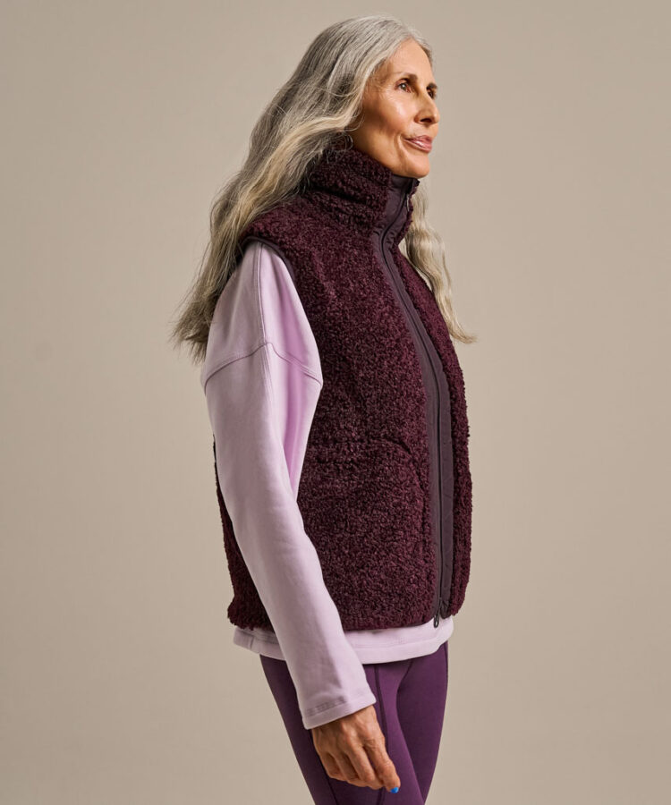 73 Zero Boxy Fleece Gilet | BAM Clothing (Damson)
