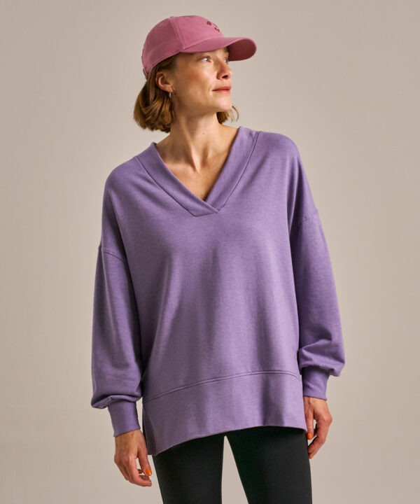 Oversized V Neck Sweat Top | BAM Clothing (Pewter Marl)
