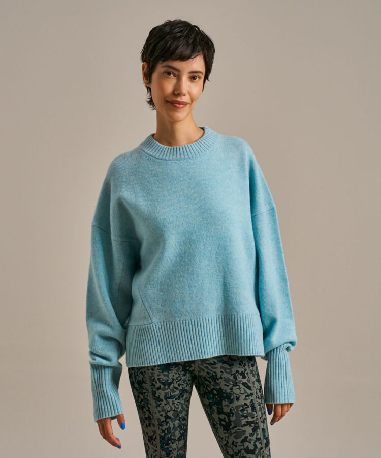 Throw On Knitted Crew Neck Jumper | BAM Clothing (Aqua Haze Marl)