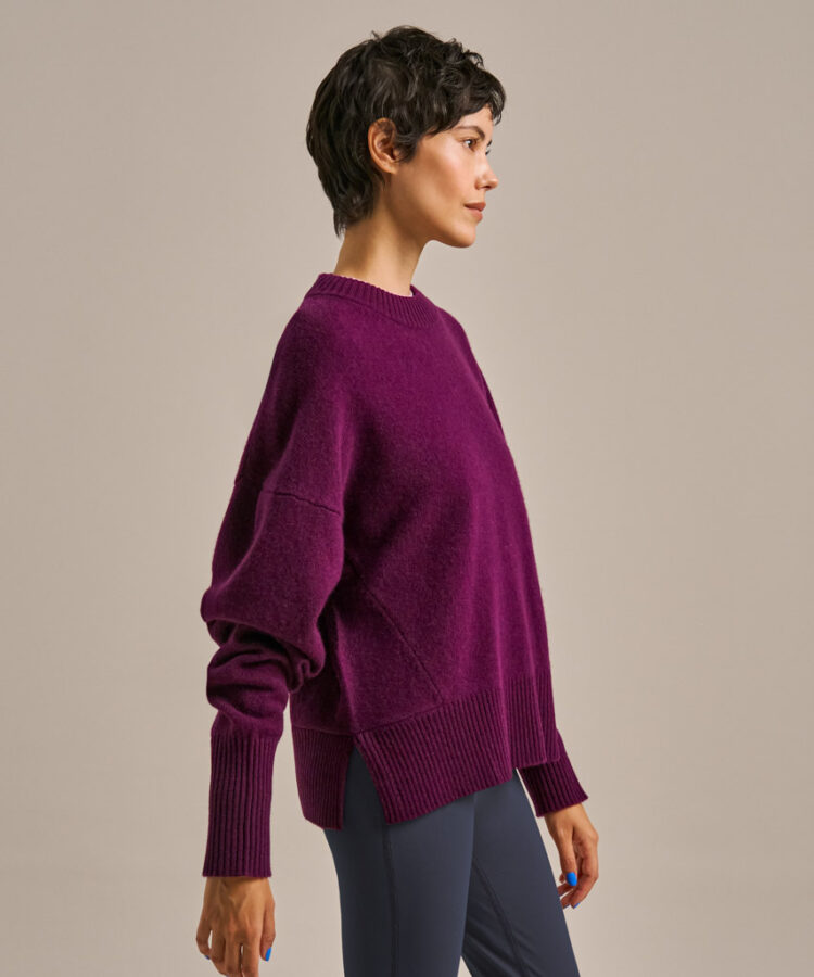 Throw On Knitted Crew Neck Jumper | BAM Clothing (Damson)