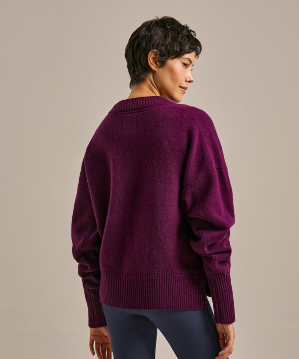 Throw On Knitted Crew Neck Jumper | BAM Clothing (Damson)