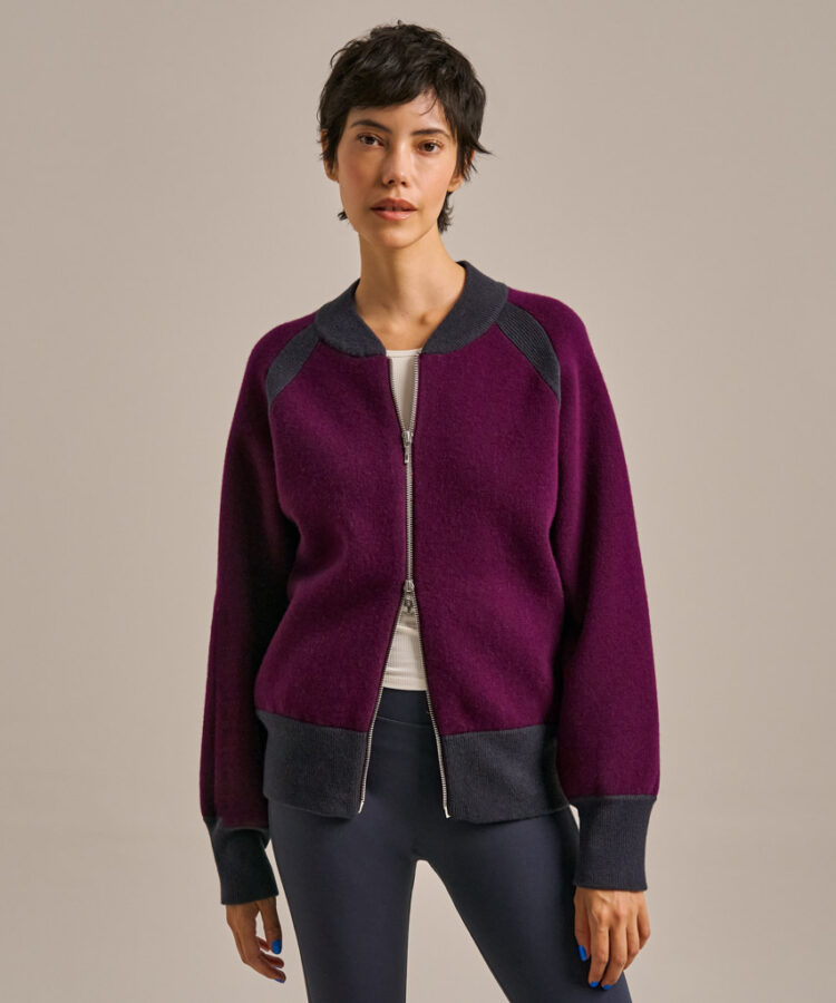 Knitted Bomber Jacket | BAM Clothing (Damson)
