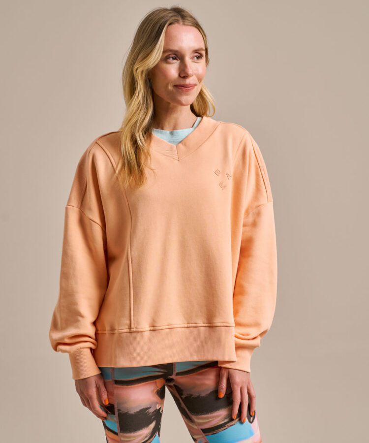 V Neck Layering Sweatshirt | BAM Clothing (Soft Apricot)