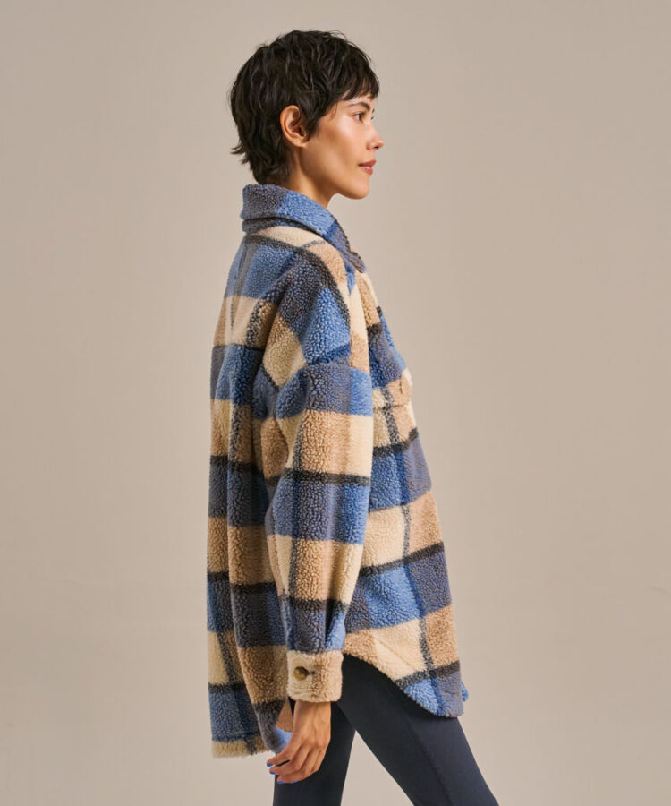 Fleecy Studio Jacket | BAM Clothing (Storm Navy Check/Aqua Haze)