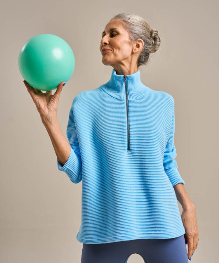 Ribbed Half Zip Jumper | BAM Clothing (Dawn Blue)