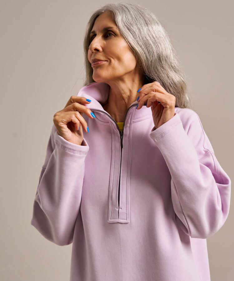 Funnel Neck Easy Zip Sweatshirt | BAM Clothing (Lavender Blush)