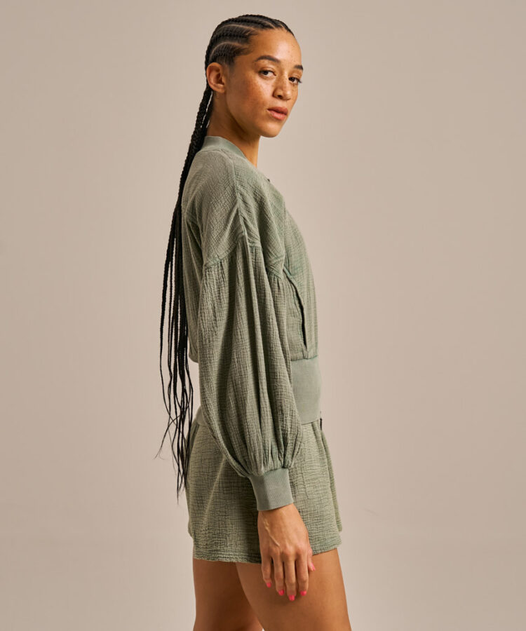 Breathable Cotton Gauze Bomber Jacket | BAM Clothing (Washed Khaki)