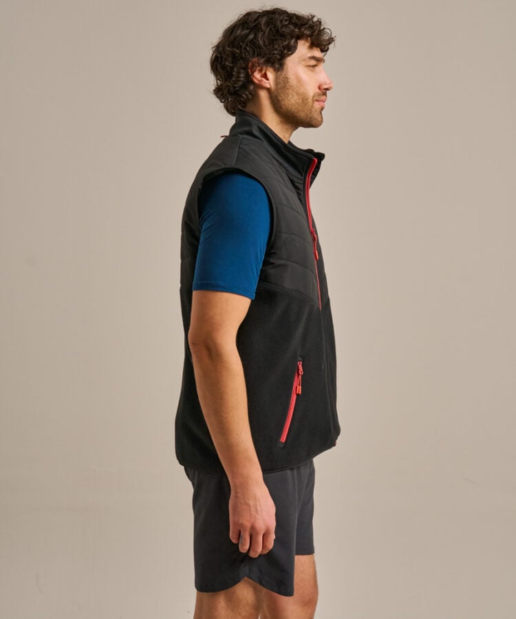 Quilted Fleece Hybrid Gilet | BAM Clothing (Washed Black)